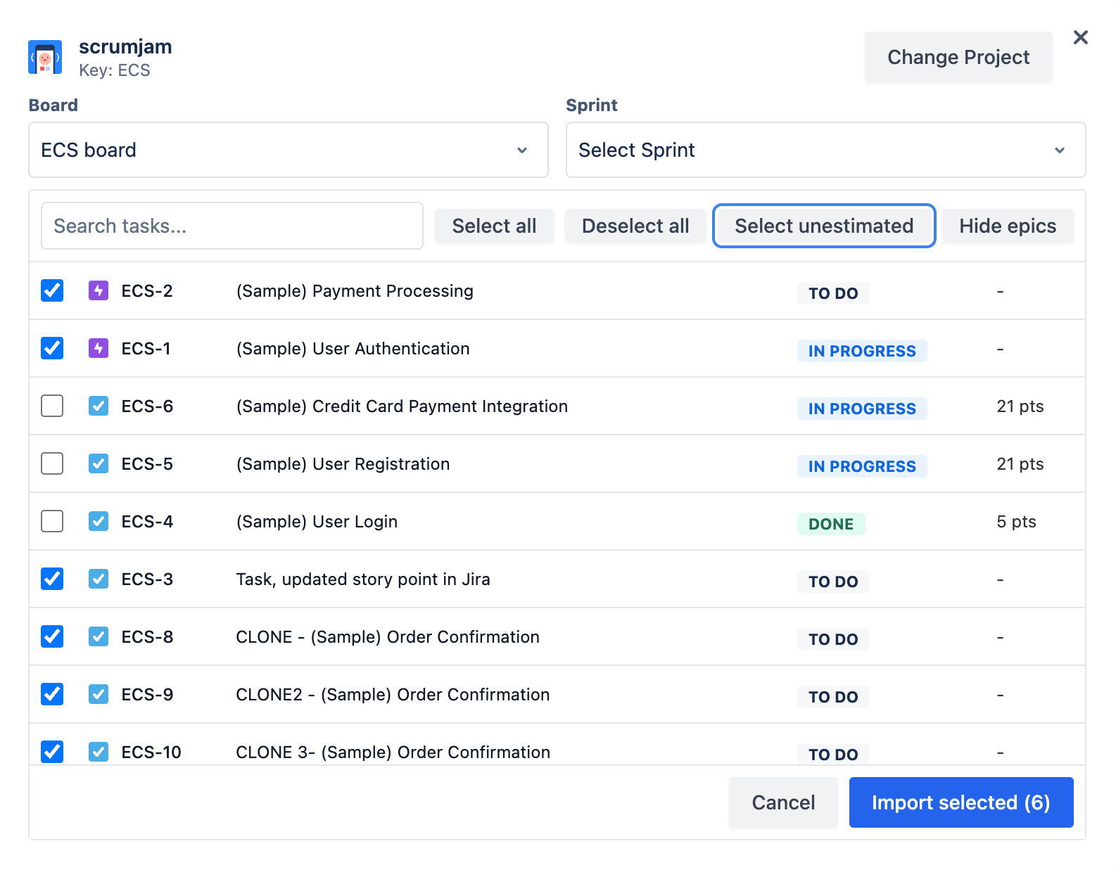Jira Integration - Scrum Jam